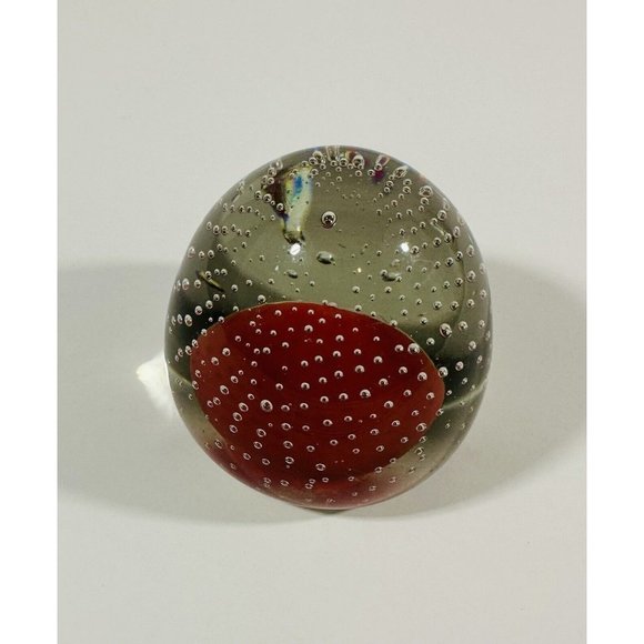 Vintage | Office | Vintage Art Glass Controlled Bubbles Paperweight Red ...